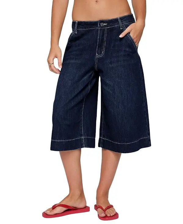 EDIKTED Low Rise Denim Bermuda Shorts