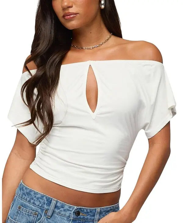 EDIKTED Off Shoulder Keyhole Top
