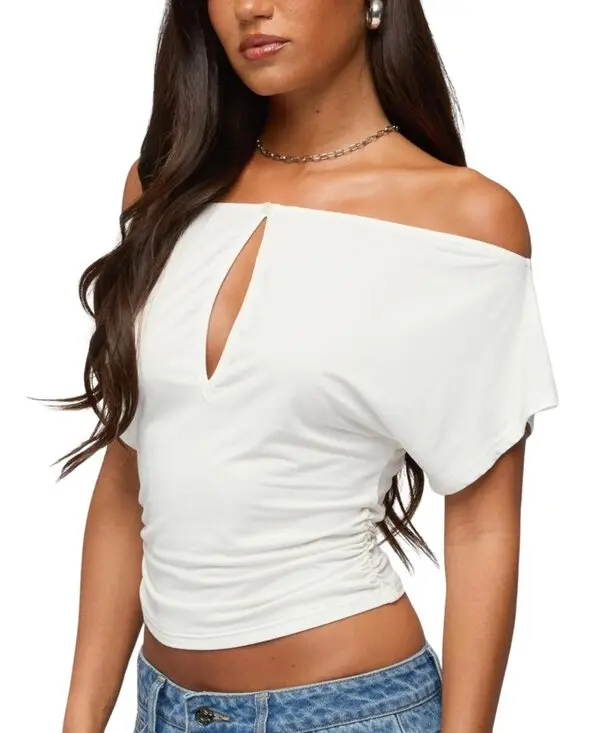 EDIKTED Off Shoulder Keyhole Top