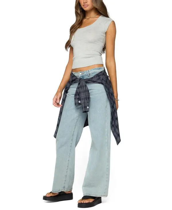 EDIKTED Somin Knit Scoop Neck Top