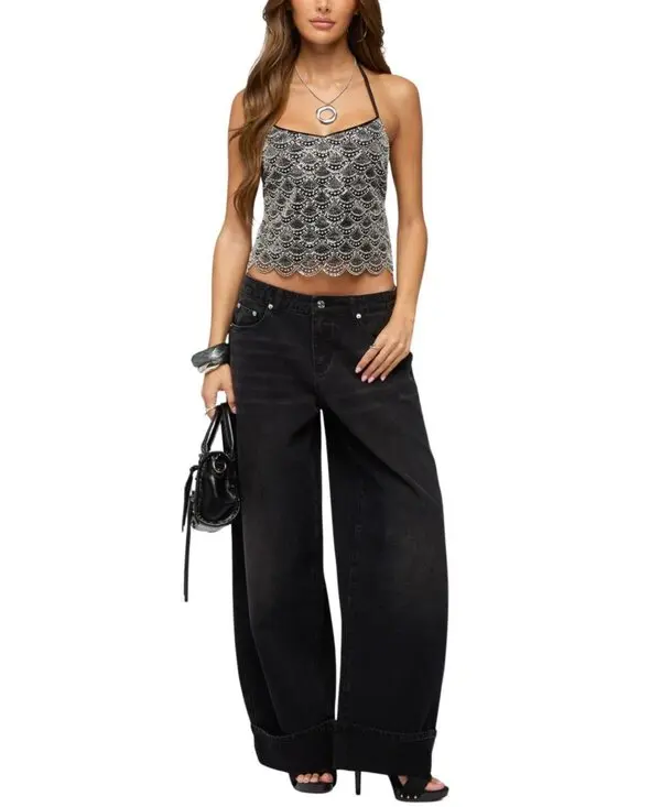 EDIKTED Naira Beaded Halter Top