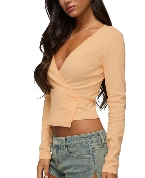 EDIKTED Fonteyn Wrap Top Cotton Blend - Orange