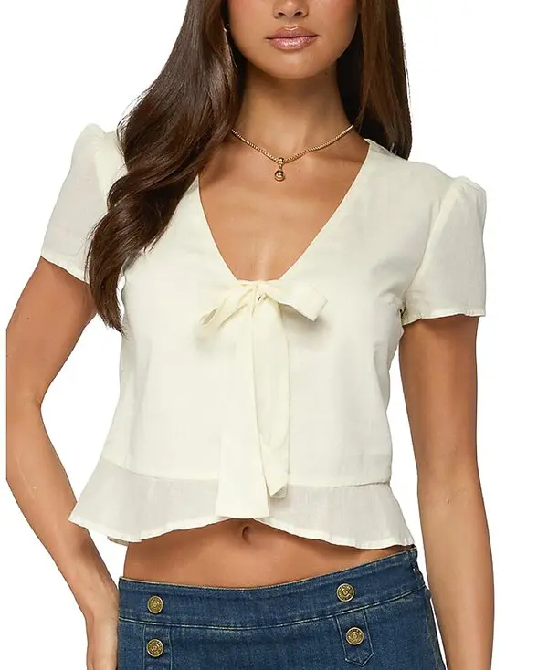 EDIKTED Rhorie Cotton Button Up Top