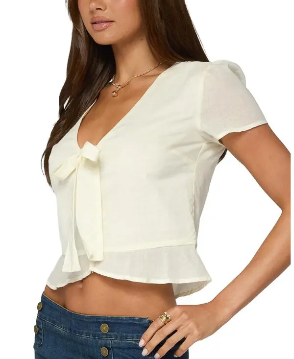 EDIKTED Rhorie Cotton Button Up Top