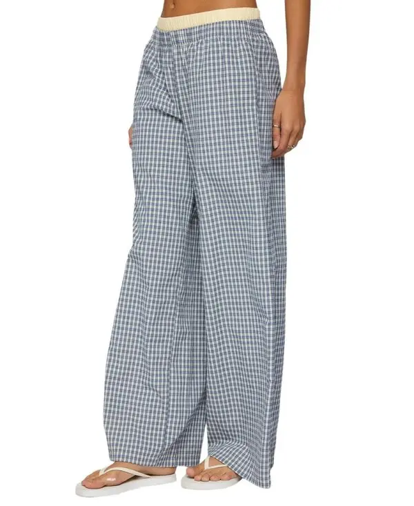 EDIKTED Indya Contrast Plaid Wide Leg Pants