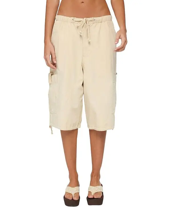 EDIKTED Azul Oversized Cargo Bermuda Shorts - Beige