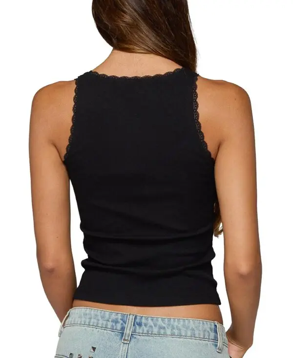 EDIKTED Rockstar Girlfriend Lacey Trimmed Tank