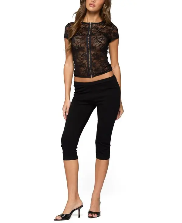 EDIKTED Sheer Lace Hook & Eye Top