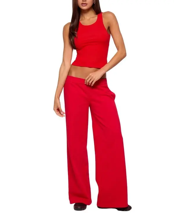 EDIKTED Francie Ribbed Tank Top - Red