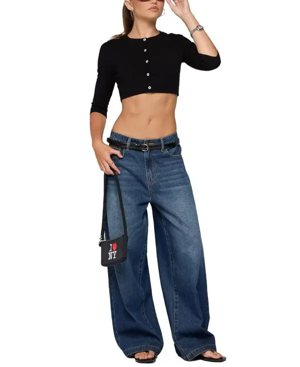 EDIKTED Gilba Button-up Knit Crop Top