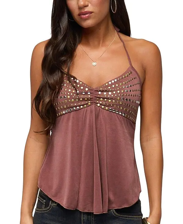 EDIKTED Ivana Studded Halter Top