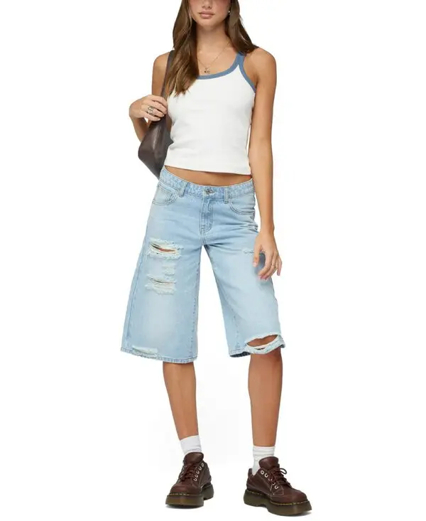 EDIKTED Distressed Low Rise Bermuda Shorts