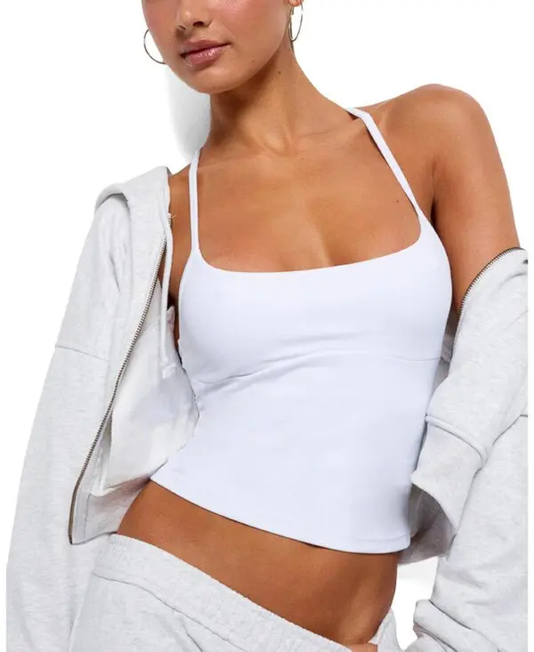 EDIKTED Dafni Scoop Neck Tank Top - White
