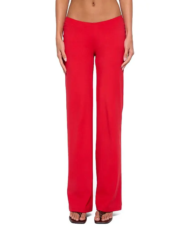 EDIKTED Anika Scooped Straight Leg Pants - Red