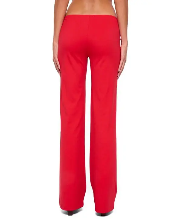 EDIKTED Anika Scooped Straight Leg Pants - Red