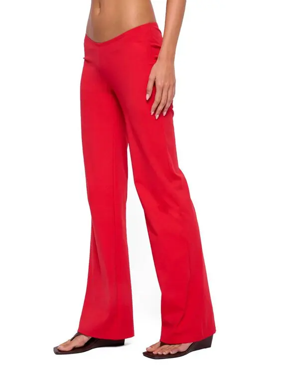 EDIKTED Anika Scooped Straight Leg Pants - Red
