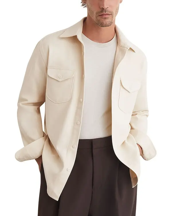 REISS Astra Cotton Twin Pocket Shirt - Stone