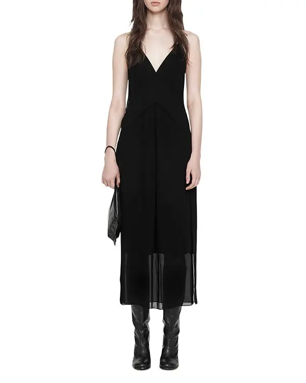 ALLSAINTS Fawn Pleated Midi Dress - Black