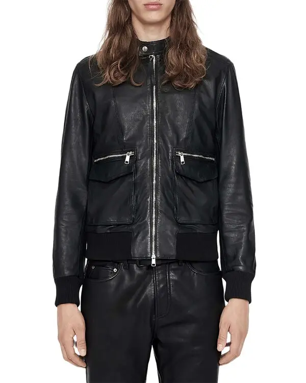 ALLSAINTS Hiro Bomber Zip Leather Jacket