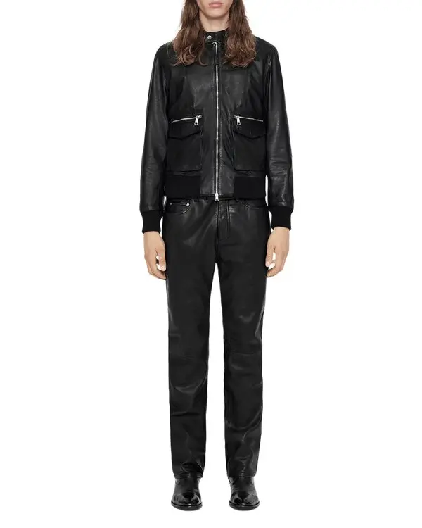 ALLSAINTS Hiro Bomber Zip Leather Jacket