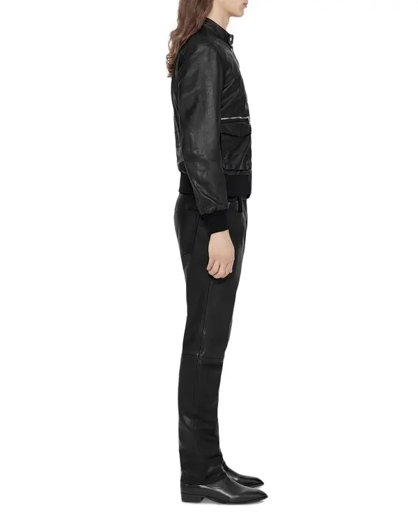 ALLSAINTS Hiro Bomber Zip Leather Jacket