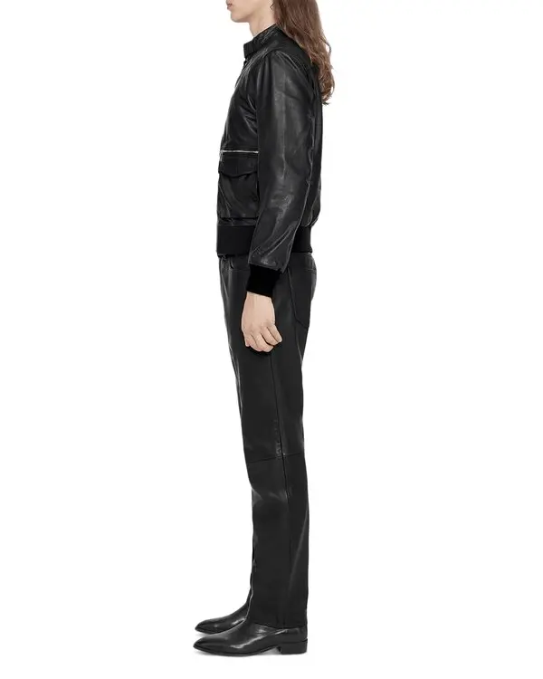 ALLSAINTS Hiro Bomber Zip Leather Jacket