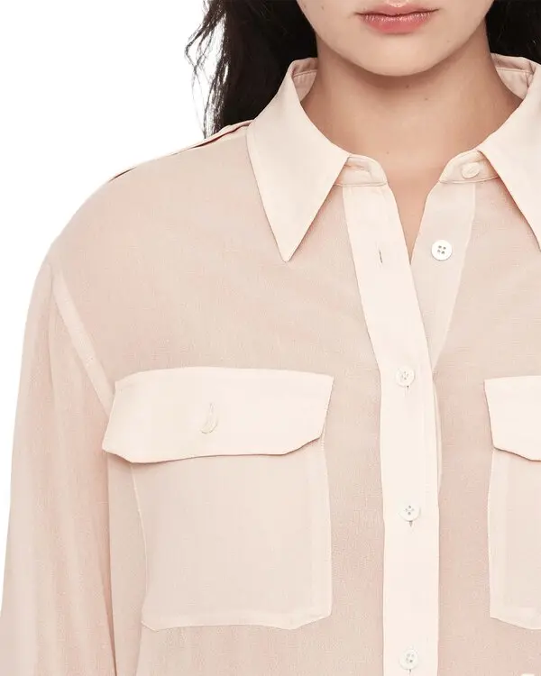ALLSAINTS Maven Sheer Military Shirt - Sheer Oyster White