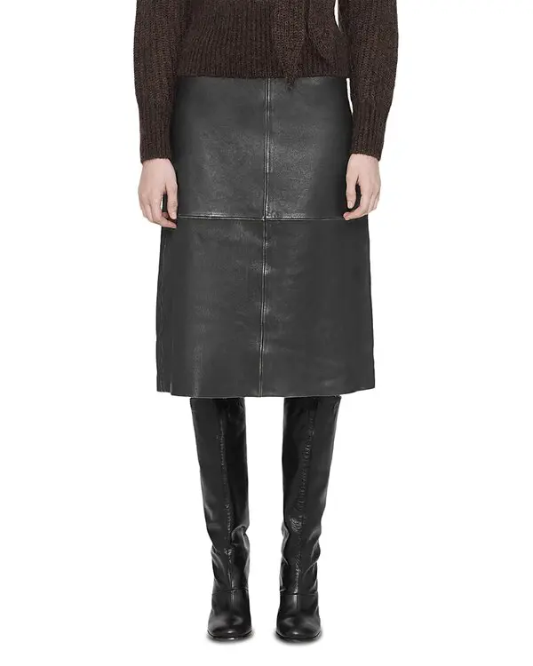 ALLSAINTS Olivia Leather Midi Skirt