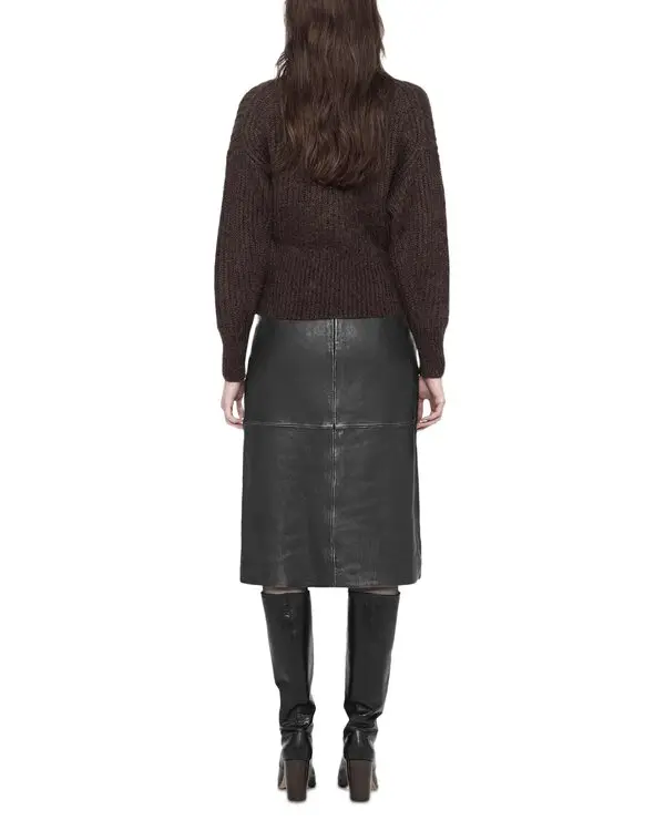 ALLSAINTS Olivia Leather Midi Skirt