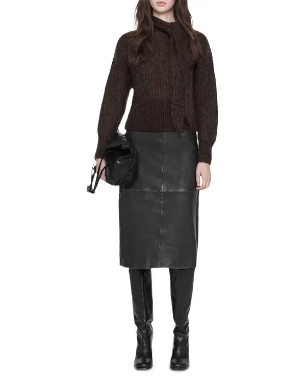 ALLSAINTS Olivia Leather Midi Skirt
