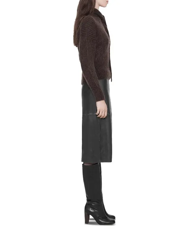 ALLSAINTS Olivia Leather Midi Skirt