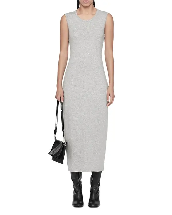 ALLSAINTS Ilia Twist Back Midi Dress - Grey Marl