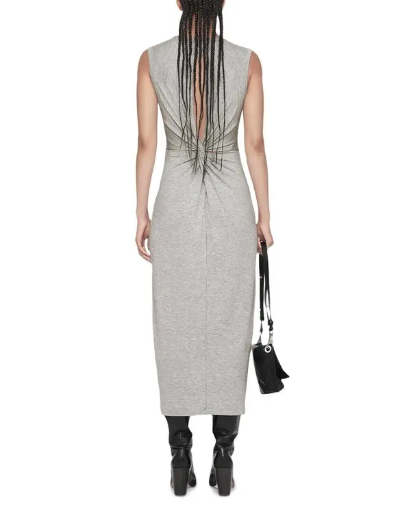 ALLSAINTS Ilia Twist Back Midi Dress - Grey Marl
