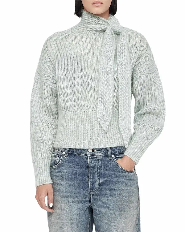 ALLSAINTS Etty Tie Neck Sweater - Pale Blue