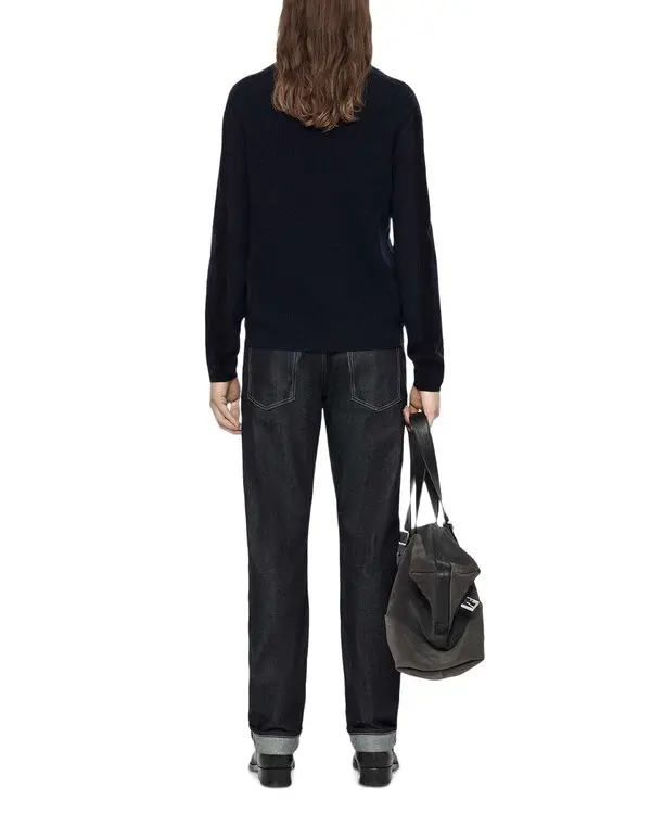 ALLSAINTS Hawke Wool Long Sleeve Crew - Navy Blue