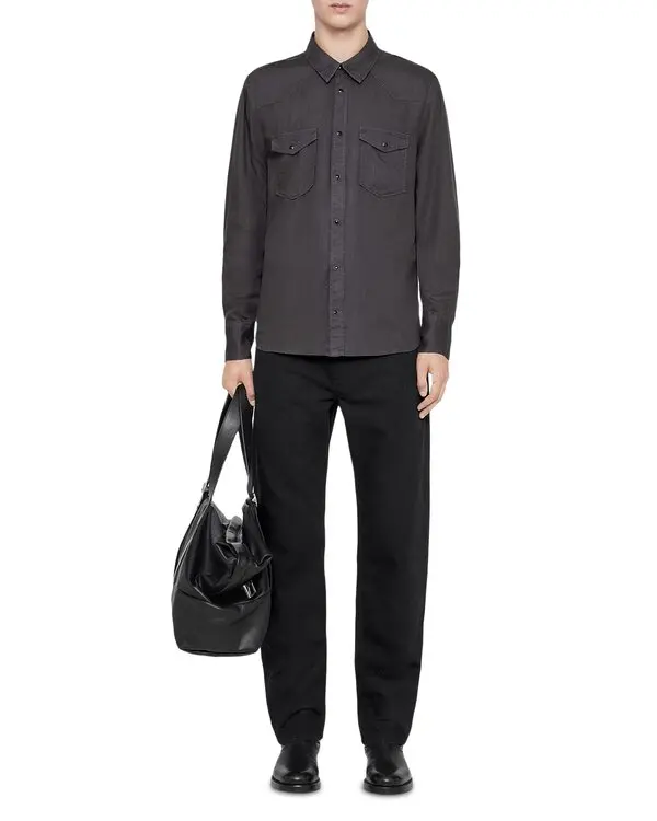 ALLSAINTS Hanway Western Point Collar Pocket Shirt - Anthracite Black
