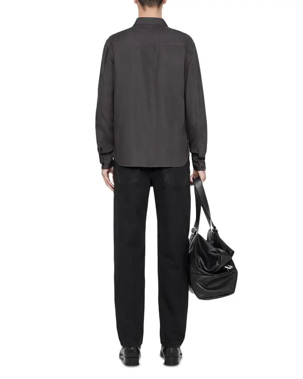 ALLSAINTS Hanway Western Point Collar Pocket Shirt - Anthracite Black