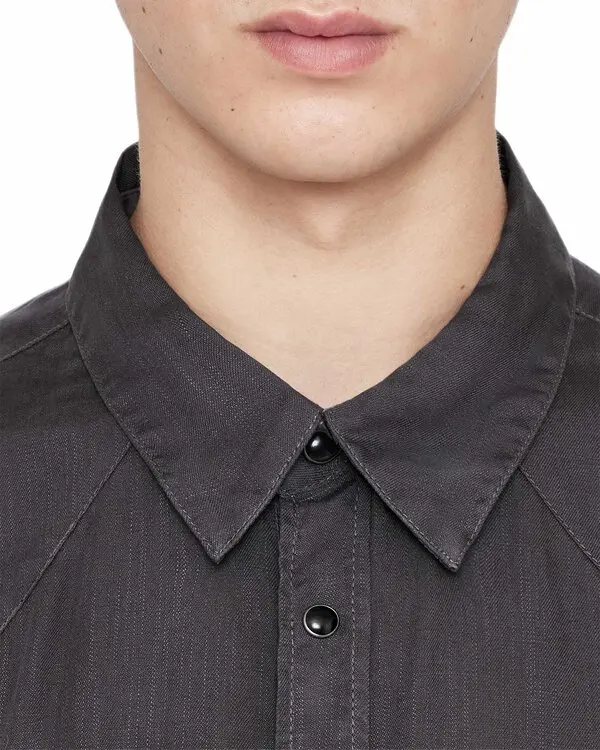 ALLSAINTS Hanway Western Point Collar Pocket Shirt - Anthracite Black