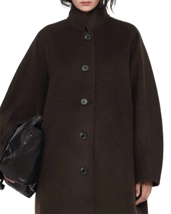 ALLSAINTS Effie Wool Blend Coat - Espresso Brown