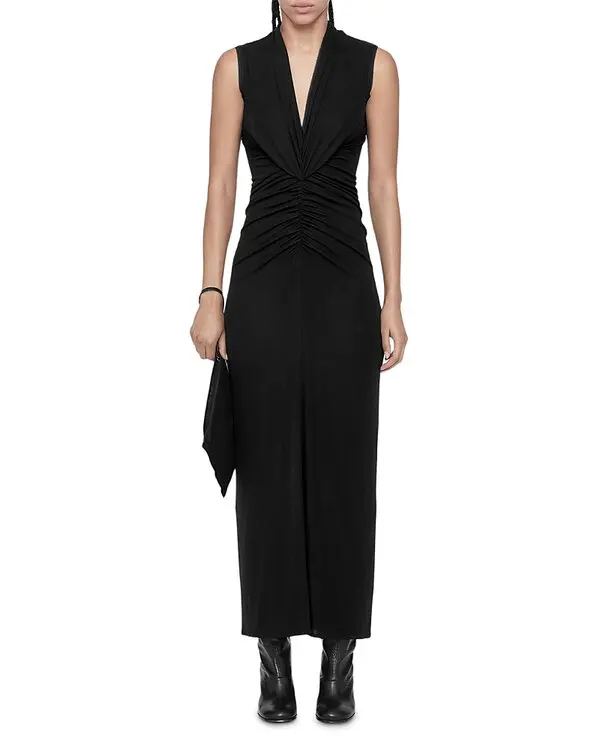 ALLSAINTS Dariya Draped Neck Maxi Dress - Black