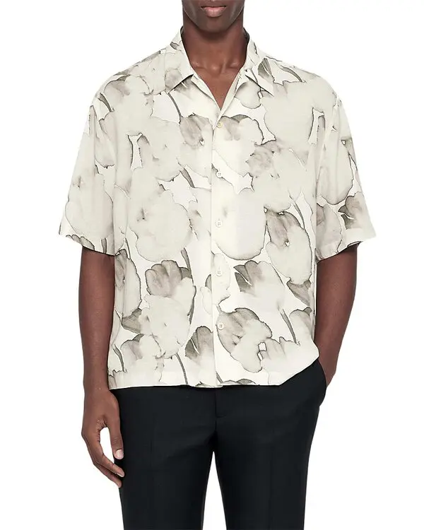 ALLSAINTS Tulip Short Sleeve Shirt - Ivory/grey