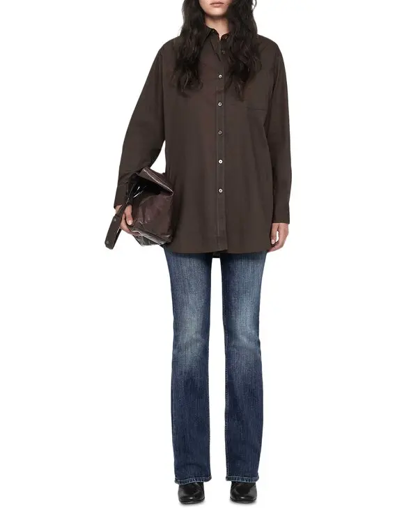 ALLSAINTS Kaia Cotton Oversized Shirt - Hazelnut Brown
