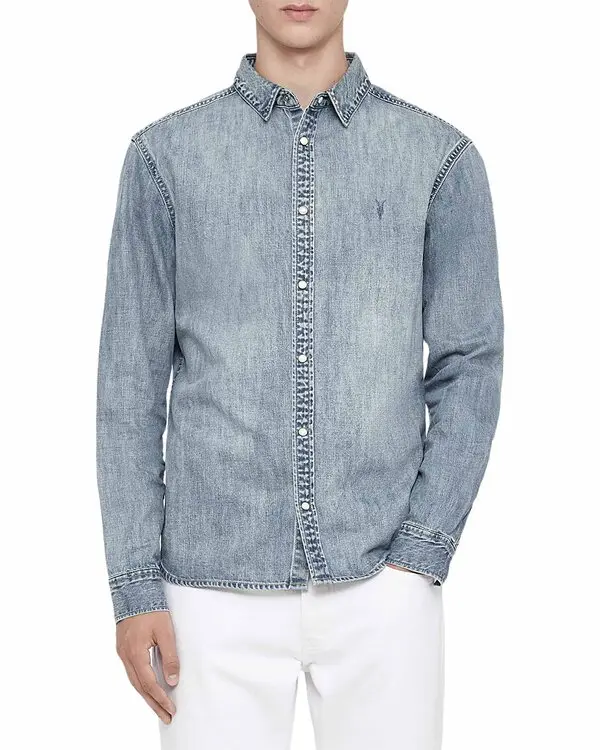 ALLSAINTS Gleason Casual Cotton Denim Shirt - Light Indigo