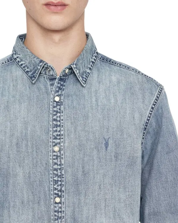 ALLSAINTS Gleason Casual Cotton Denim Shirt - Light Indigo