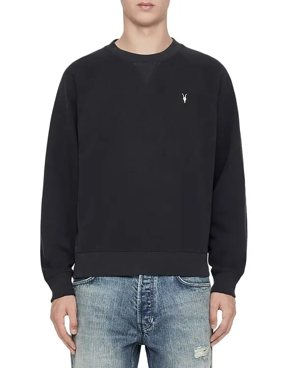 ALLSAINTS Harlow Cotton Ram Skull Crewneck Sweatshirt - Washed Black
