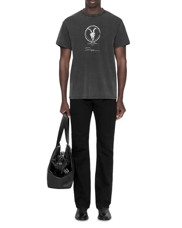 ALLSAINTS Jack's Place Ram Skull Cotton Logo T-shirt - Washed Black