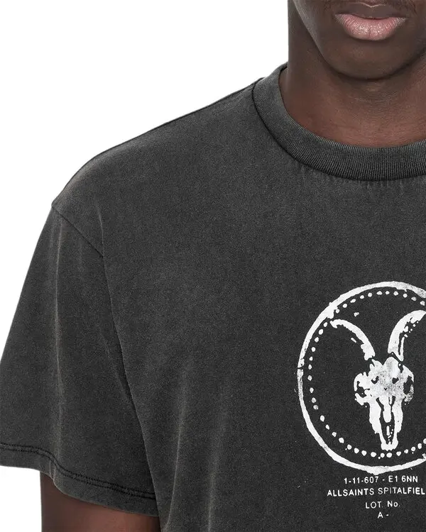 ALLSAINTS Jack's Place Ram Skull Cotton Logo T-shirt - Washed Black