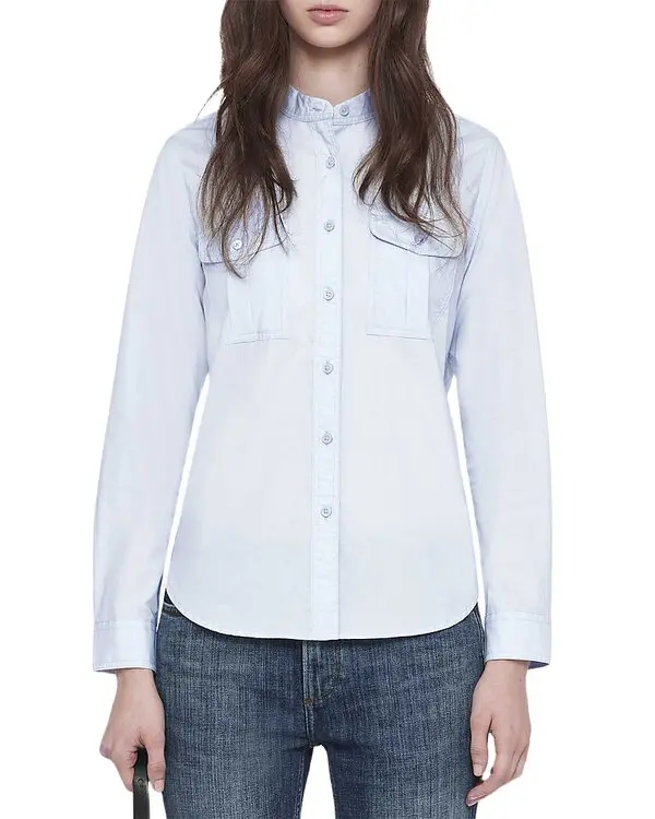 ALLSAINTS Cotton Military Shirt - Ice Blue