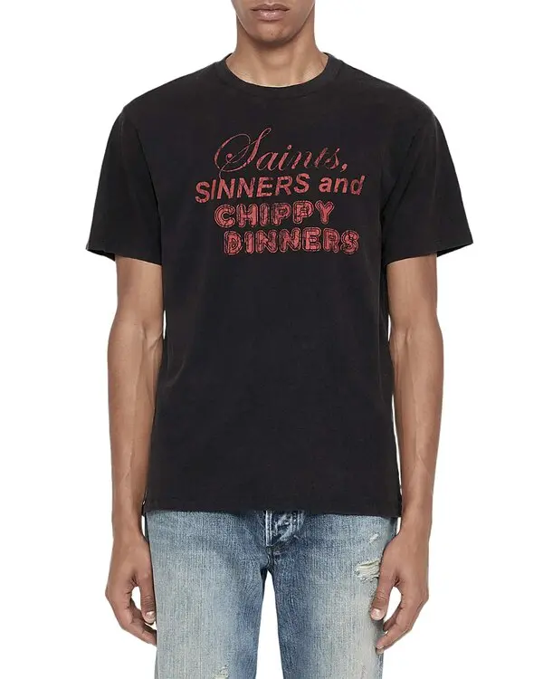 ALLSAINTS Chippy Dinners Cotton Crewneck T-shirt - Washed Black