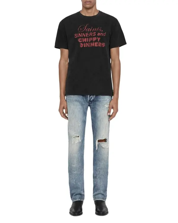 ALLSAINTS Chippy Dinners Cotton Crewneck T-shirt - Washed Black